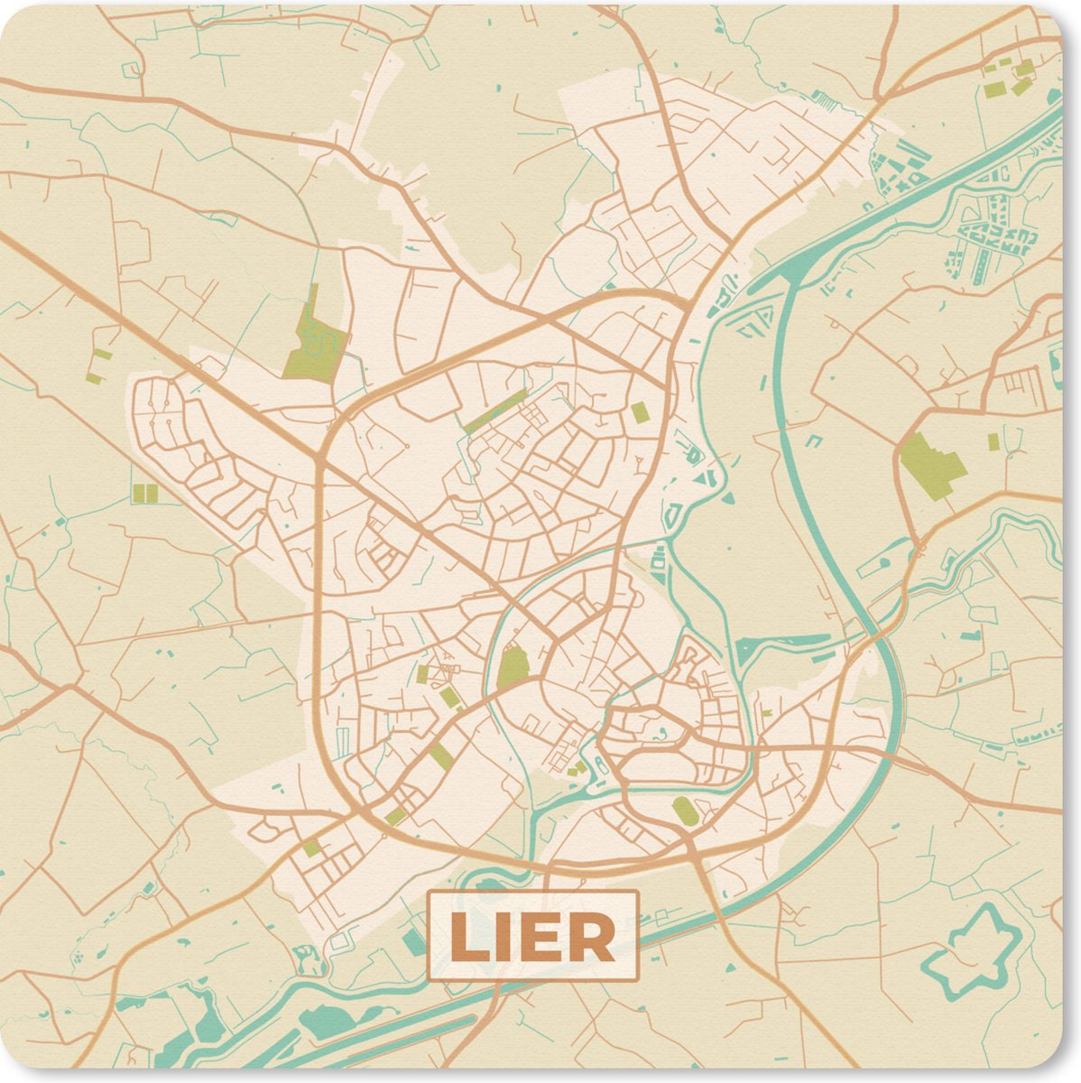 Muismat Klein - Stadskaart - Kaart - Lier - Plattegrond - Vintage ...