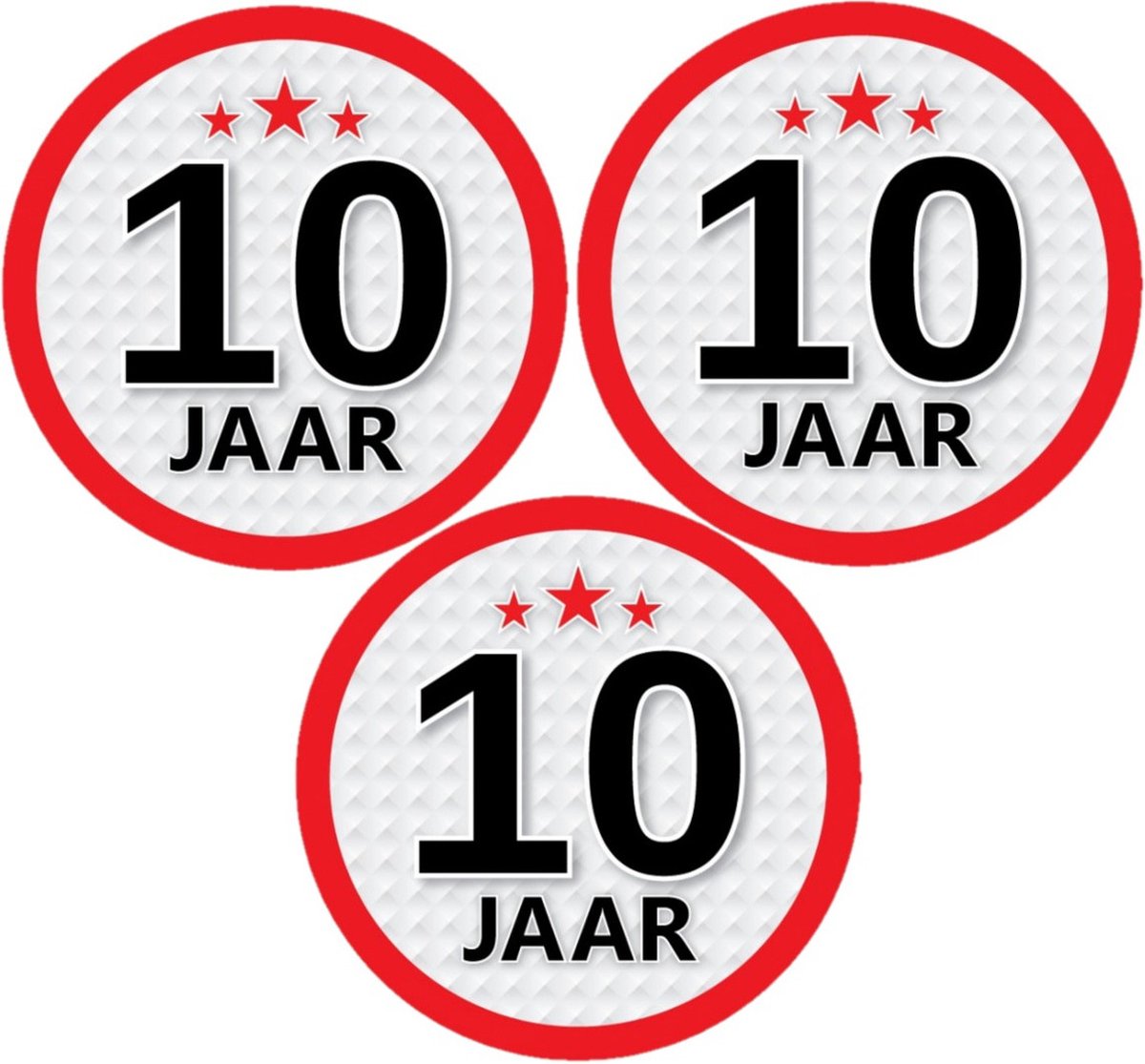 Set van 6x stuks 10 jaar leeftijd stickers rond 15 cm - 10 jaar/jarige... | bol.com