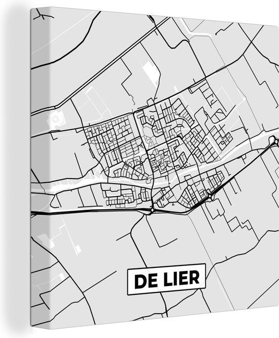 Canvas Schilderij Plattegrond - De Lier - Kaart - Stadskaart - 20x20 cm ...