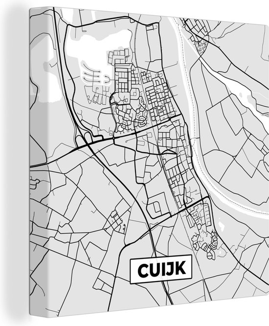 Canvas Schilderij Cuijk - Plattegrond - Kaart - Stadskaart - 20x20 cm ...