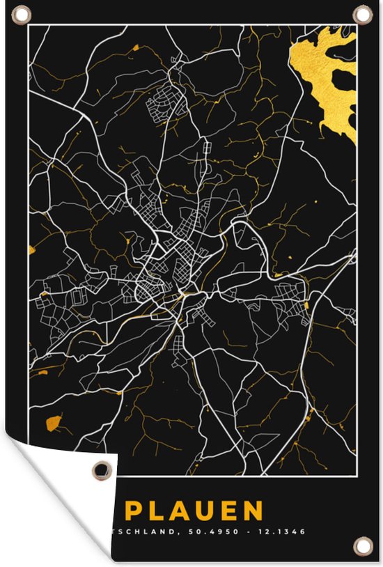 Tuinposters buiten Plauen - Stadskaart - Plattegrond - Kaart - Goud ...