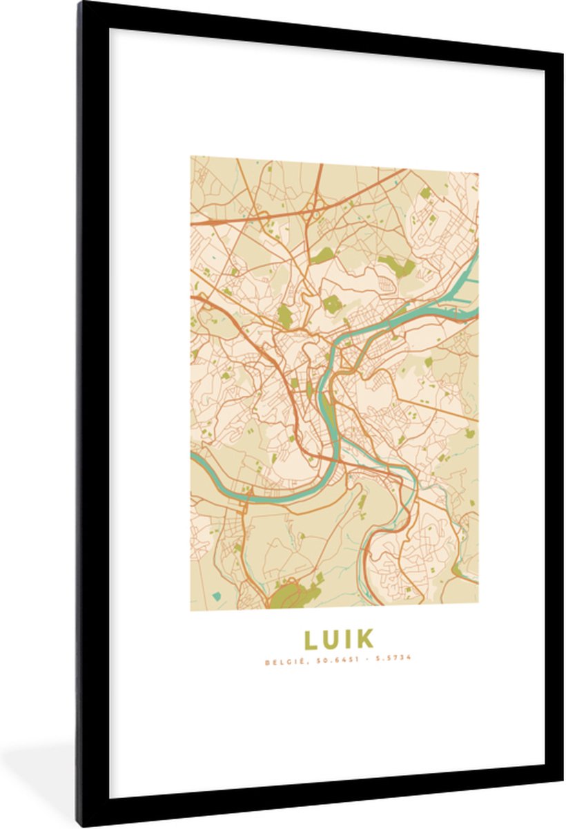Fotolijst incl. Poster - Luik - Luik - Stadskaart - Kaart - Plattegrond ...