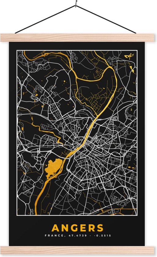 Posterhanger incl. Poster - Schoolplaat - Kaart – Stadskaart – Angers ...