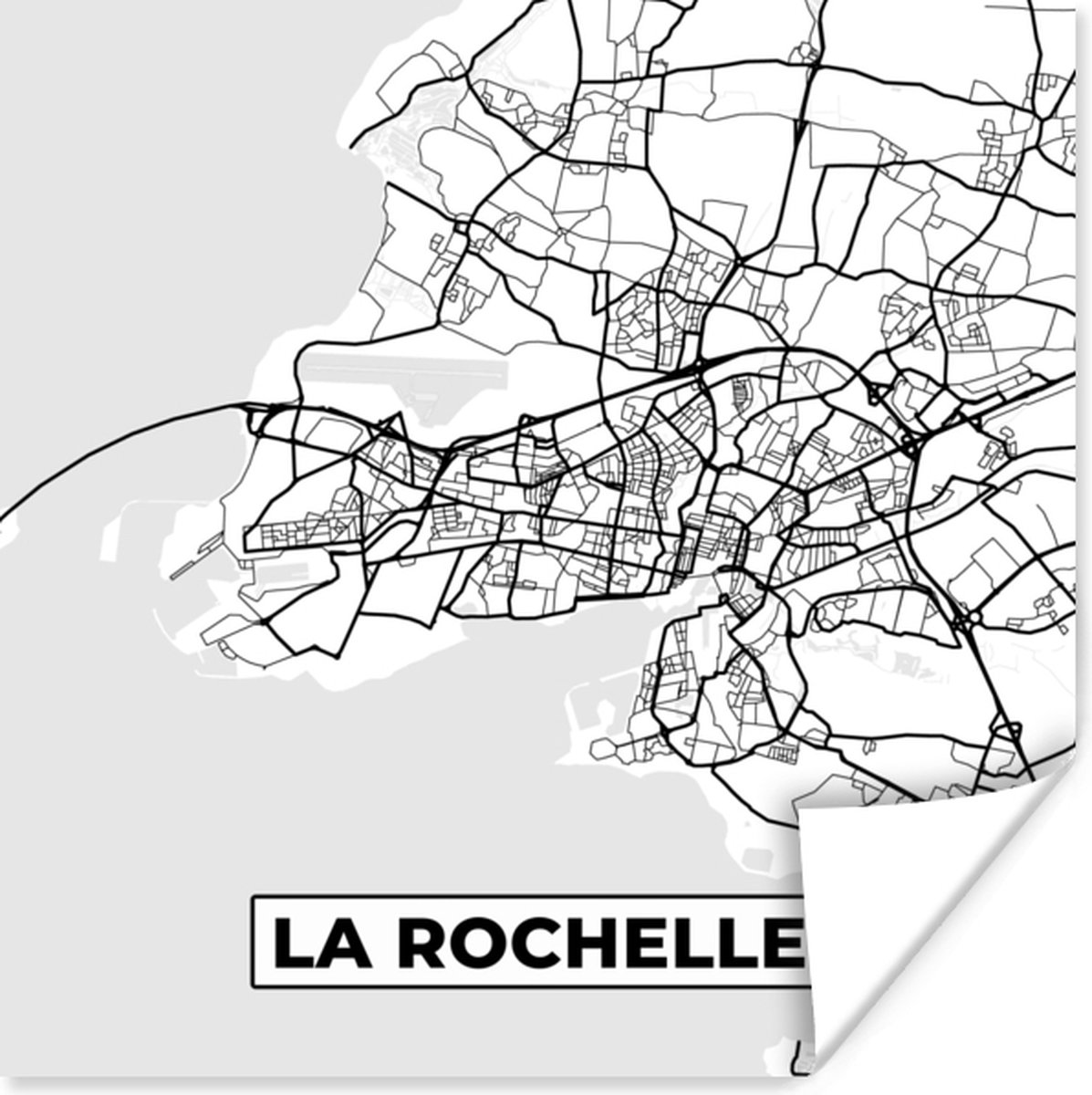 Affiche France - Carte - Plan - La Rochelle - Plan de ville - Zwart et ...