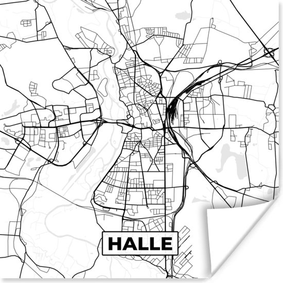Poster Halle - Kaart - Plattegrond - Stadskaart - 30x30 cm | bol.com