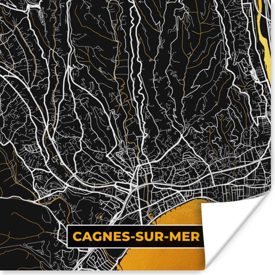 Poster Frankrijk - Plattegrond - Cagnes-sur-Mer - Stadskaart ...