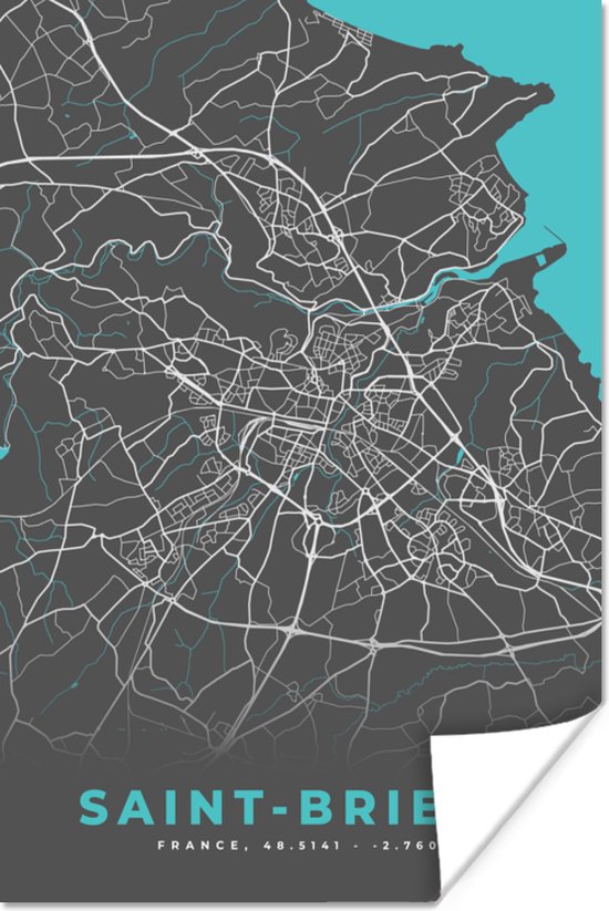 Affiche Saint-Brieuc - Plan de ville - Plan - Carte - France - 80x120 ...