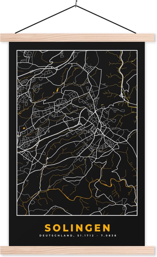 Posterhanger incl. Poster - Schoolplaat - Solingen - Goud - Stadskaart ...