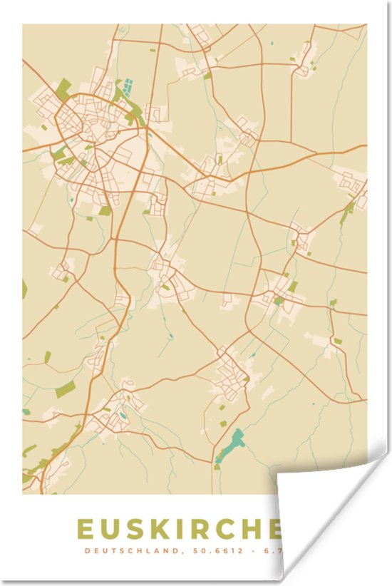 Poster Plattegrond - Euskirchen - Kaart - Stadskaart - Vintage - 60x90 ...