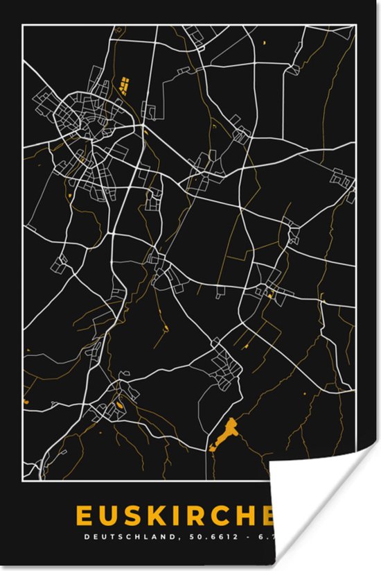 Poster Black and Gold – Stadskaart – Euskirchen – Duitsland ...