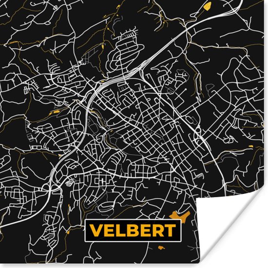 Poster Velbert - Goud - Stadskaart - Plattegrond - Kaart - Duitsland ...