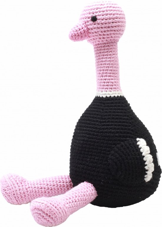natureZOO Miss Ostrich Ostrich Hug Fibre de Bambou Zwart, Rose, Wit | bol