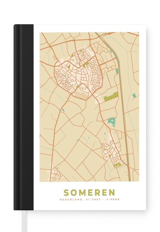 Notitieboek - Schrijfboek - Someren - Vintage - Plattegrond - Kaart ...
