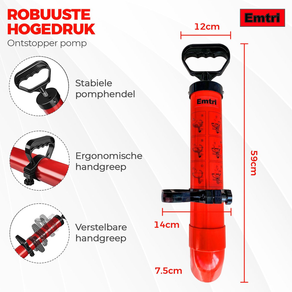 EMTRI Professionele Ontstopper Pomp - WC - Afvoer - Toilet ...