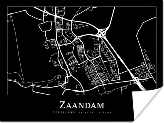 Poster Zaandam - Plattegrond - Stadskaart - Kaart - 40x30 cm | bol