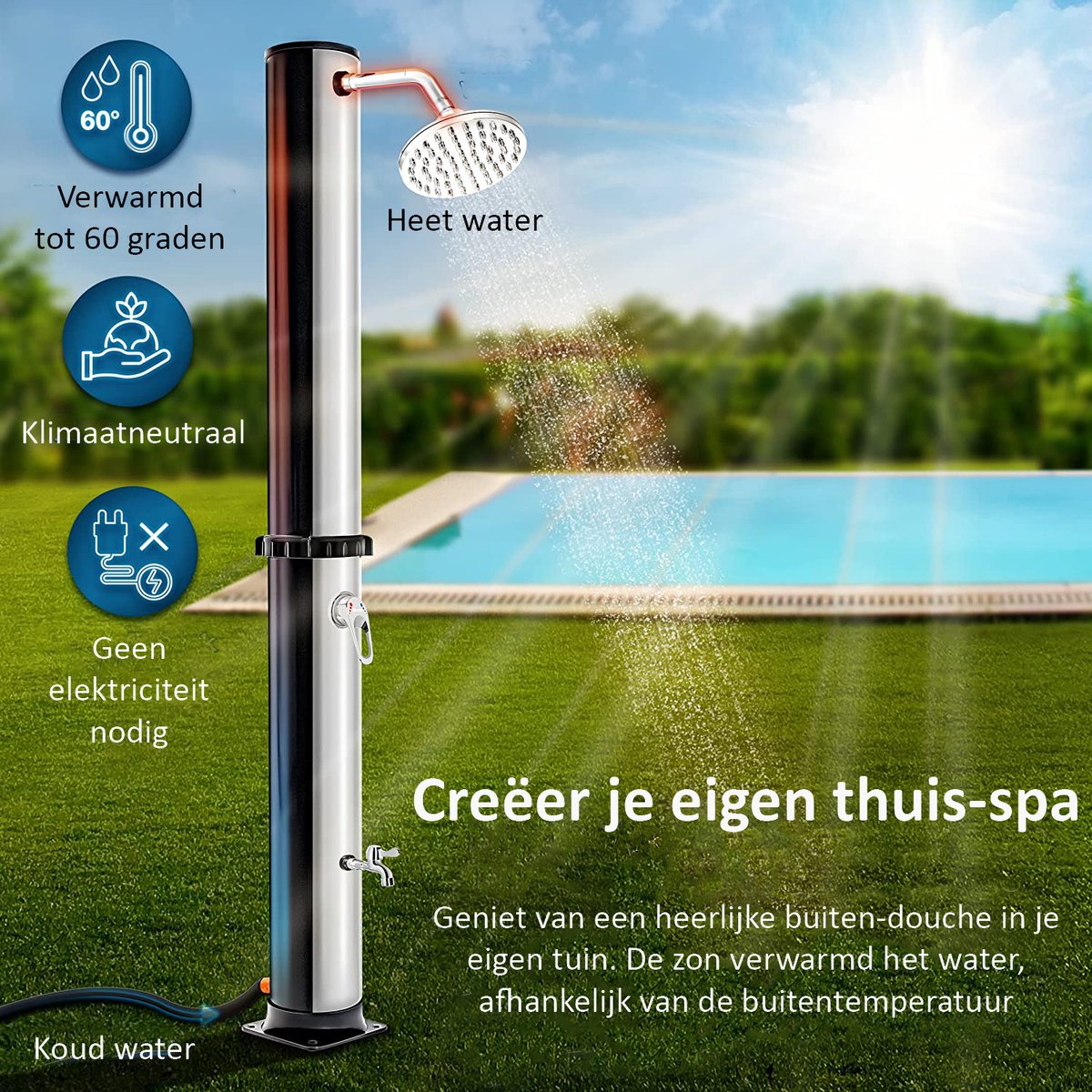 Sens Design Tuindouche – Solar buitendouche – Zilver – 40 liter | bol.com