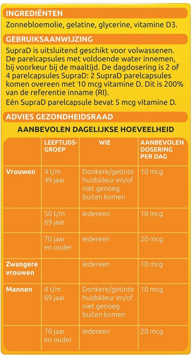 Supra D, vitamine D voor sterke botten en spieren, 100 parelcapsules ...