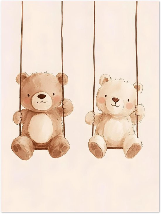 Twee beren op de schommel poster kinderkamer 30x40 cm | bol