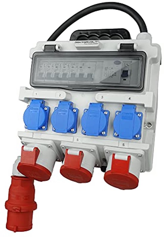 Power Distributor with Ball Sockets for Construction, 4x230V, 2x16A ...