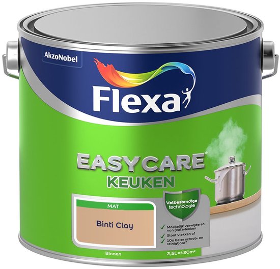 Flexa - Easycare Keuken Muurverf - Binti Clay - Mengverf - 2.5 L | bol