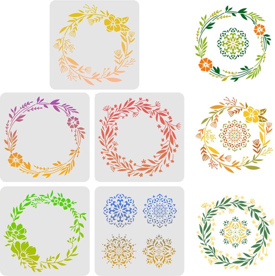 5 stks Krans Tekenen Schilderen Stencils Sjablonen 30x30cm Plastic ...