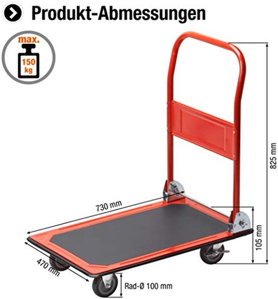 Inklapbare Platformwagen tot 150 kg - Transporthulp met Zwenkwielen en ...