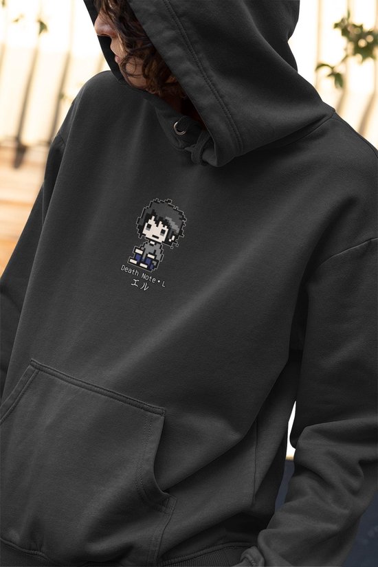 Death Note L Pixel Art | Kawaii Anime Manga Merchandise | Unisex Zwart ...