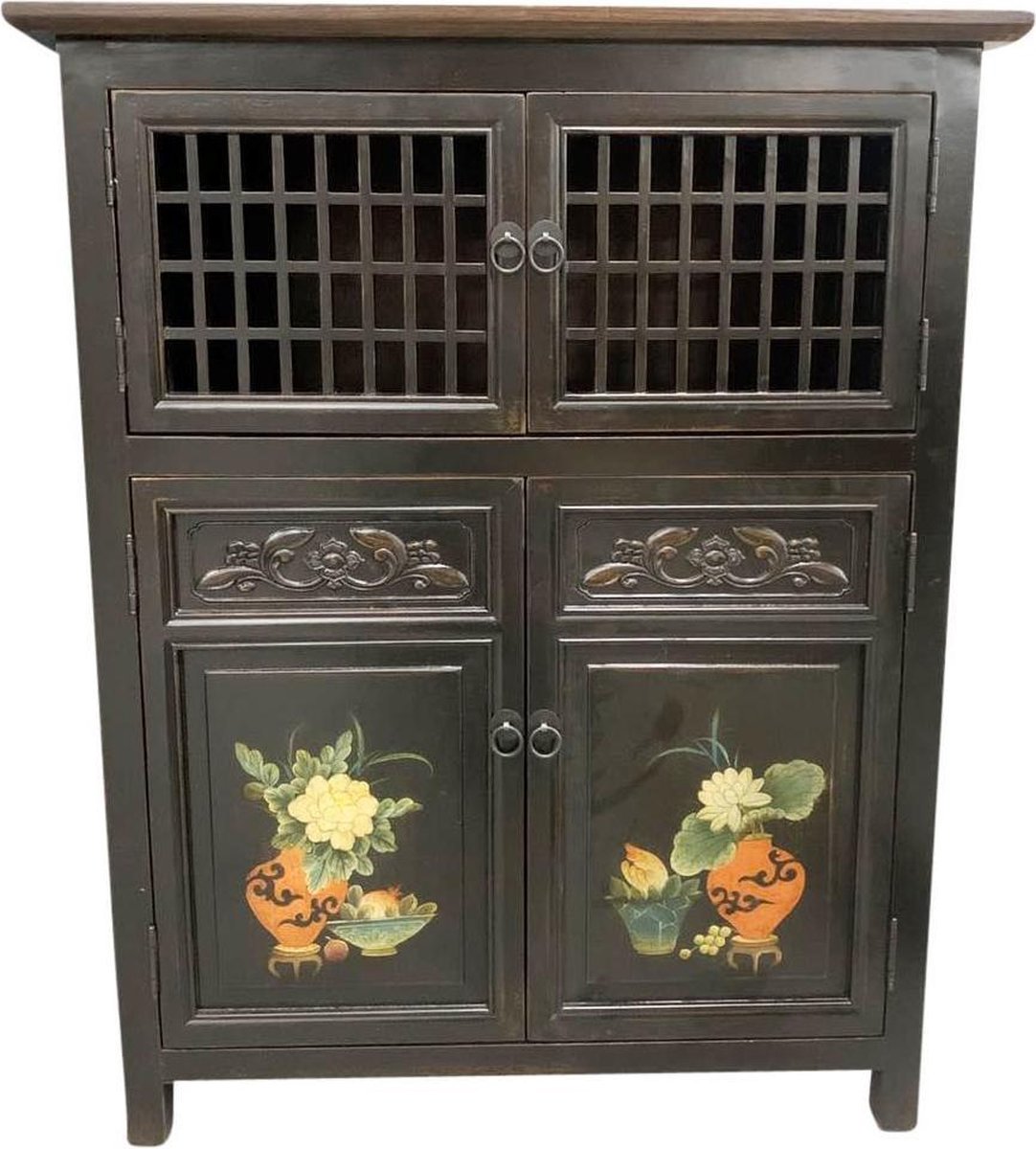 Fine Asianliving Chinese Kast Zwart Handgeschilderde Details ...