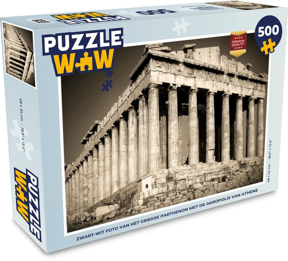Puzzle Le Parthénon 500 pièces - Photo Zwart et blanc du Parthénon grec ...
