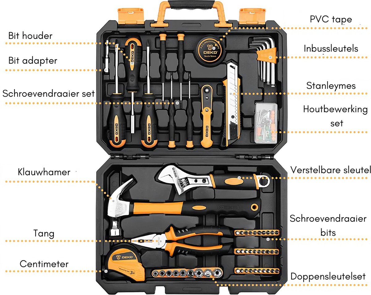 Novoz Gereedschapskoffer Gevuld - Gereedschapset In Koffer - 113Pcs ...