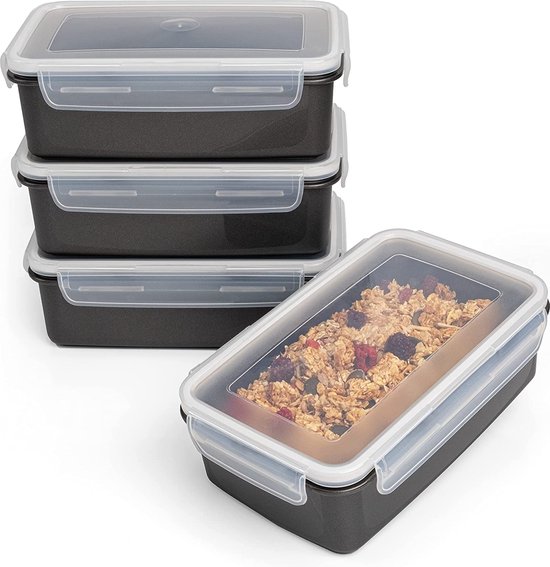 Hausfelder 4 x 1,2 liter vershouddozen, voorraaddozen, set van 4 met ...