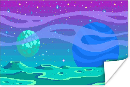 Game Poster - Gaming - Pixel Art - Maan - 120x80 cm | bol