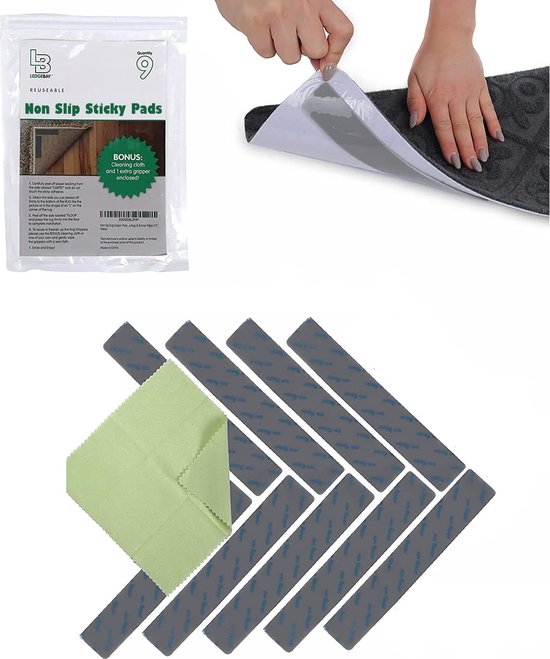Antislip tapijt grijper pads: 9 herbruikbare hoek tapijt tape grijpers ...