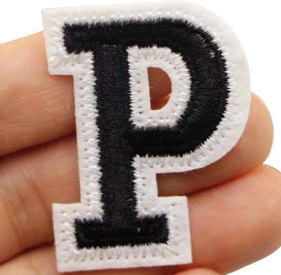 Alfabet Strijk Embleem Letter Patch Zwart Wit Letter P / 3.5 cm / 4.5 ...
