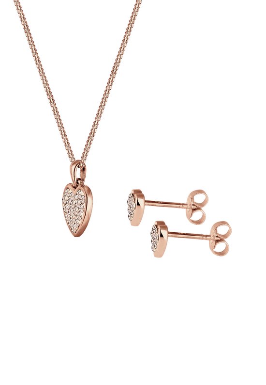 Elli - Sieraden Set - Dames set filigraan hart met kristallen in 925 ...
