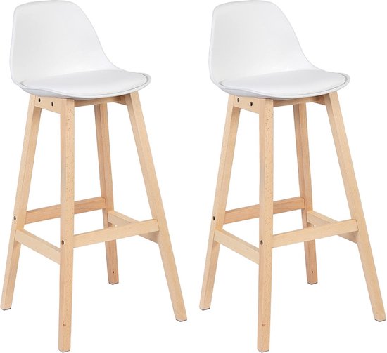 Kamyra® Houten Barkrukken Set van 2 - met Rugleuning & Ergonomisch ...