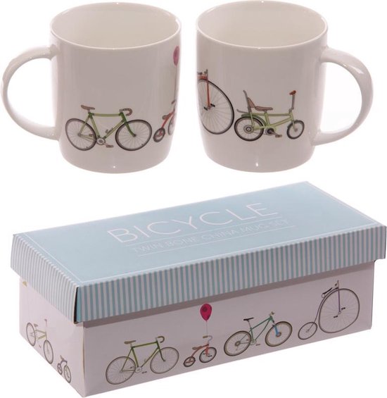 Porselein Dubbele Mok Retro Fiets Giftset | bol.com