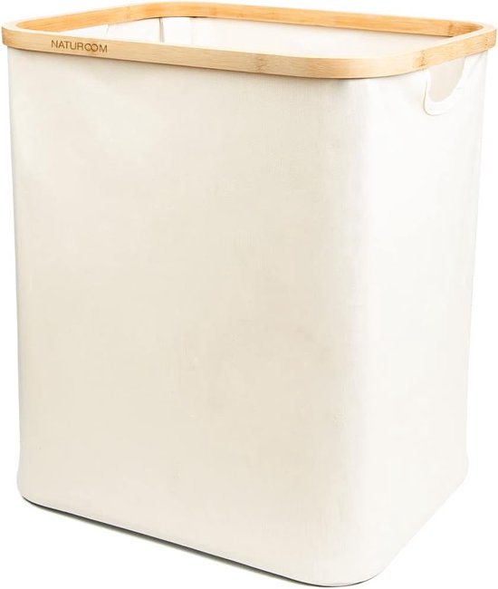 60L wasmand, wasmand met bamboe frame, opvouwbare stoffen plankmand, grote... | bol