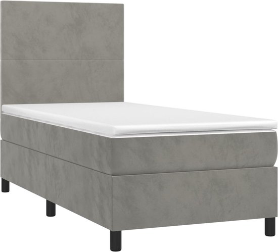 vidaXL Bed - Zacht Fluweel - Boxspring 100x200 - LED - Bed | bol
