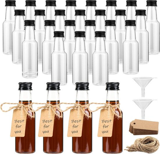 Mini Plastic Liquor Bottles, Pack of 24, 50 ml Bottles, Plastic, Reusable, Empty Small... | bol