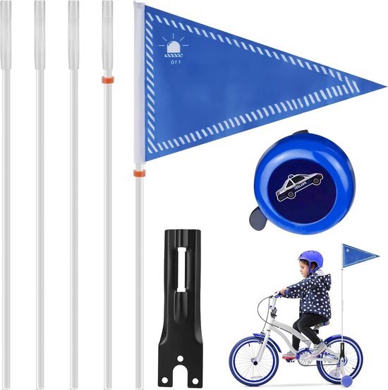 Fietswimpel voor kinderen - 2 stuks - Verstelbaar - Blauwe politie ...