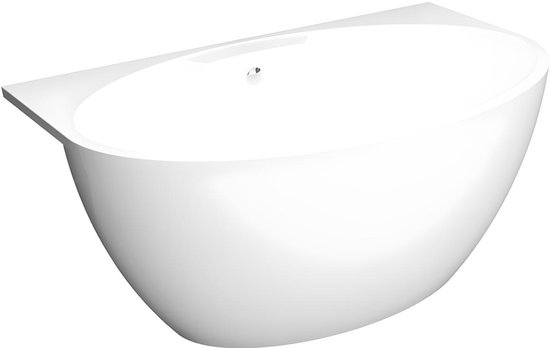 Vente-unique Halfvrijstaand ovaal bad - 197 liter - 151 x 94 x 60 cm ...