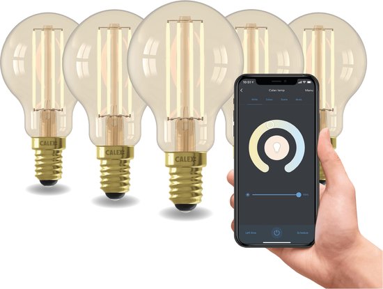 Calex Slimme Lamp - Set van 5 stuks - Wifi LED Filament Verlichting - E14 - Smart... | bol
