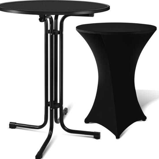 Statafel met Statafelrok - inklapbaar - 80 x 110 cm - Zwart - Inklapbaar -... | bol