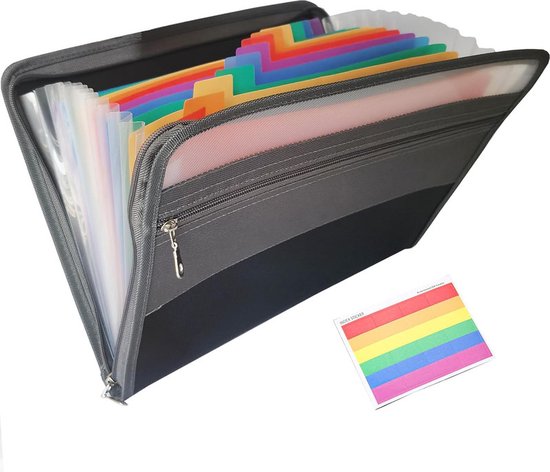 Projectmap - A4 - Uitvouwbare Dossiermap Met Tabs - 13 Vakken ...