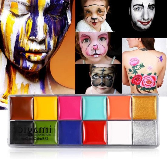 Face Paint 2 Types IMAGIC 12 Colors - Body Flash Tattoo Oil Painting ...
