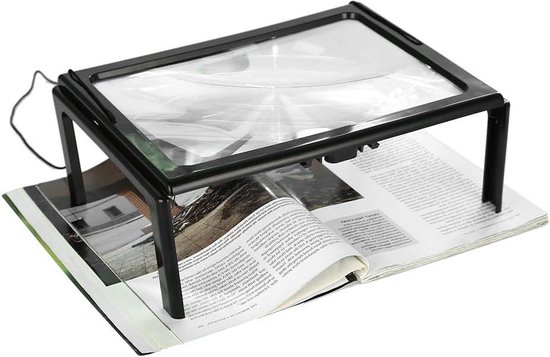 Opvouwbaar ultradun A4-vergrootglas met LED-verlichting en 3x ...