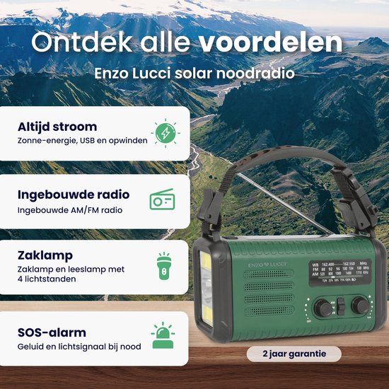 Draagbare Noodradio Solar Opwindbaar en Batterij - Survival Radio ...