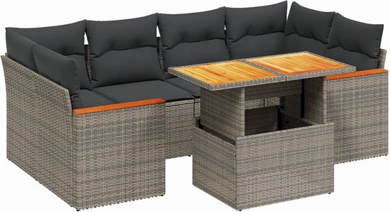 vidaXL Loungeset 7-delig - Grijs - PE-rattan | bol