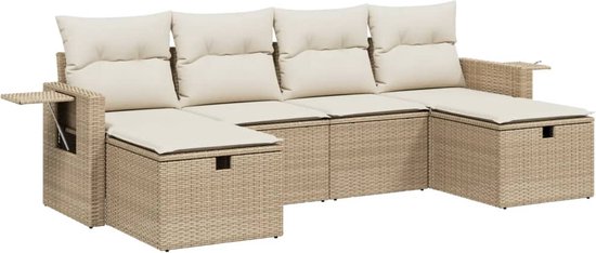 vidaXL Loungeset 6-delig - Beige - Inclusief Kussens | bol